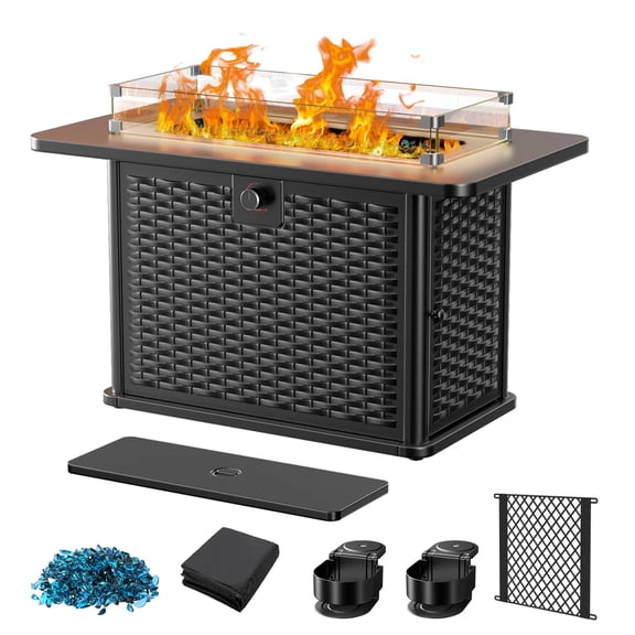 JAMFLY 50,000 BTU Propane Fire Pit Table - Outdoor Gas Firepit with ...