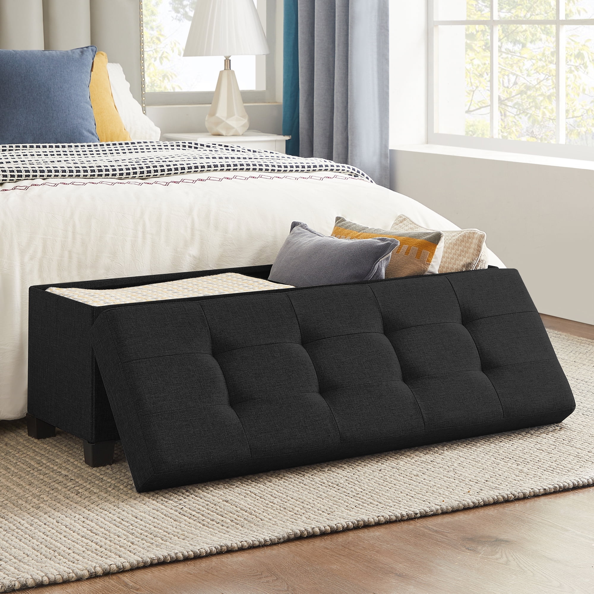 43" Storage Ottoman Bench, Foldable Ottoman Coffee Table, Foot Rest ...