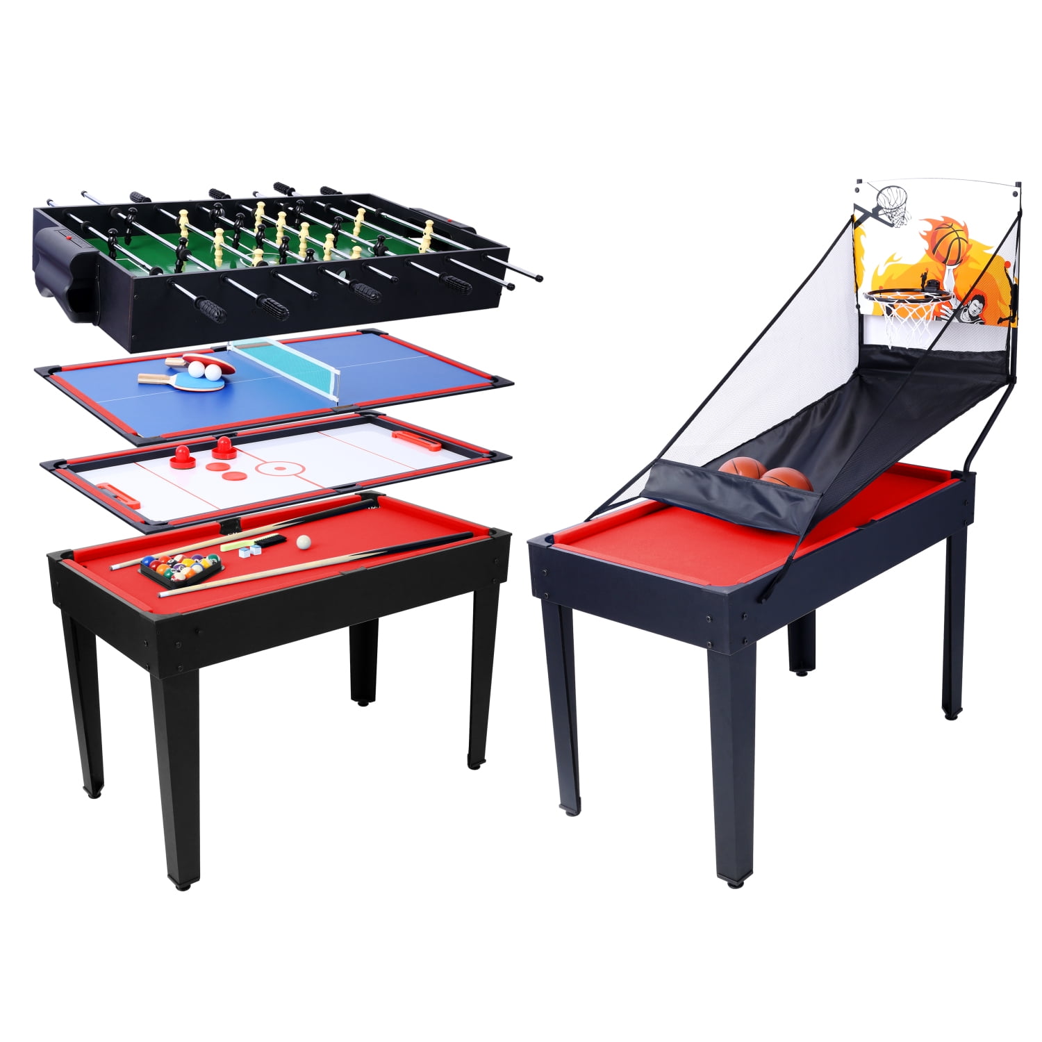 43“ Upgrade 5-in-1 Multi-Game Table - Billiards, Push Hockey, Foosball ...