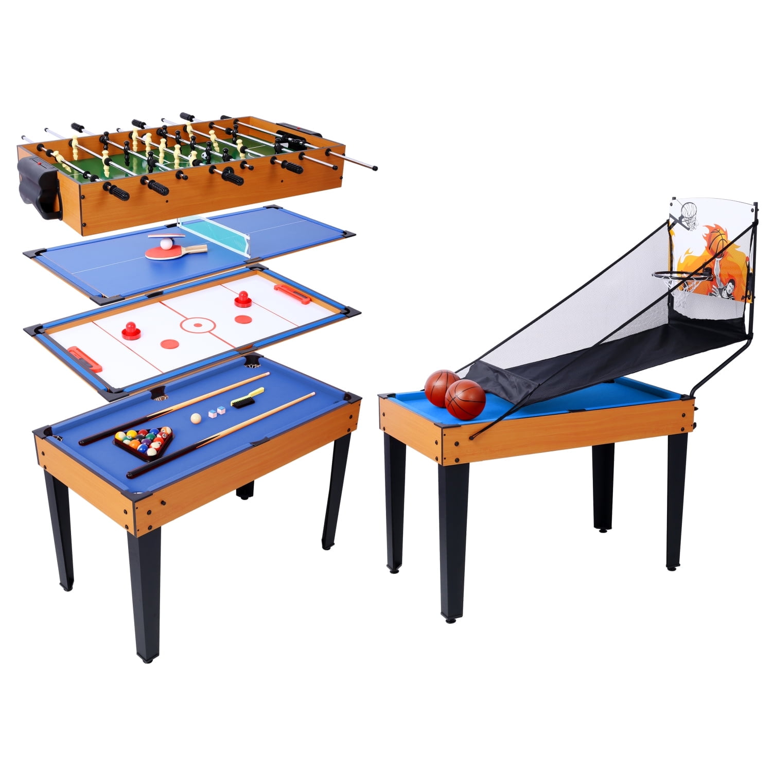 43“ Upgrade 5-in-1 Multi-Game Table - Billiards, Push Hockey, Foosball ...