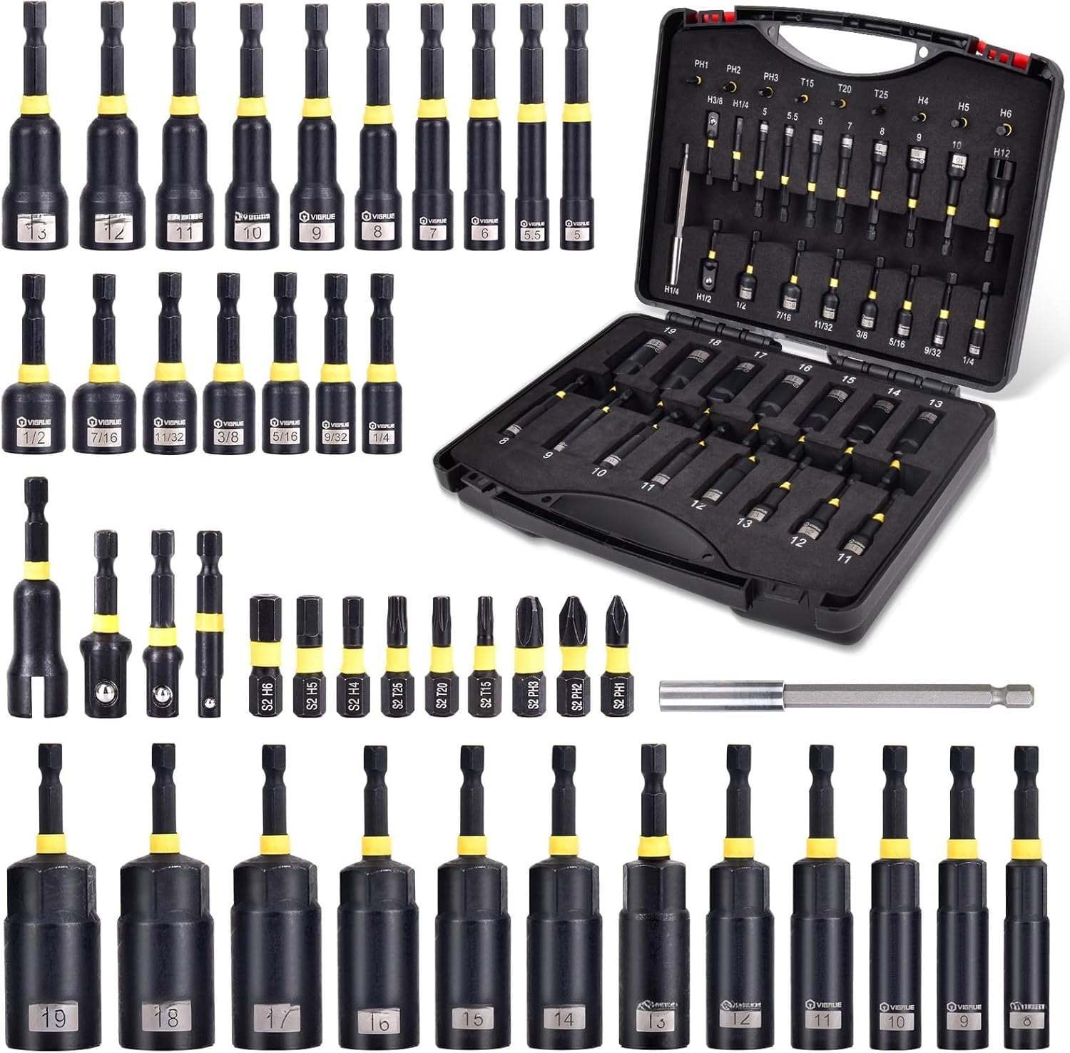 43 count Nut Driver Set for Impact Drill, and Deep Nut Drivers, Metric ...