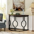 43 in. Brown Half-Moon Wood Console Table for Entryway, Industrial Semi ...