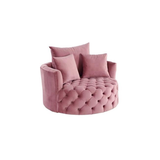 43 in. Pink Velvet Solid Color Barrel Chair - Walmart.com