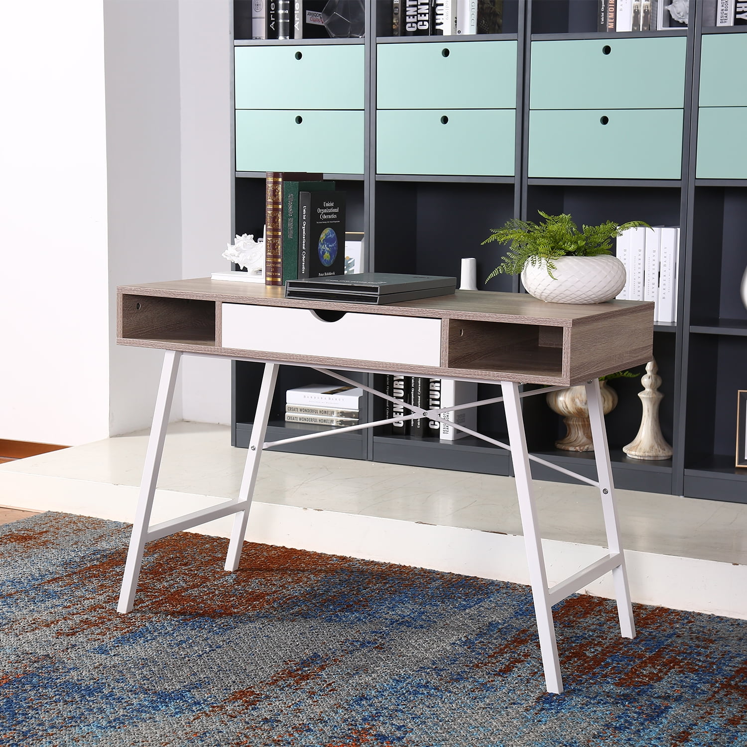 43-inch Computer Desk with Drawer, Study Wrting Table Home Office Desks ...