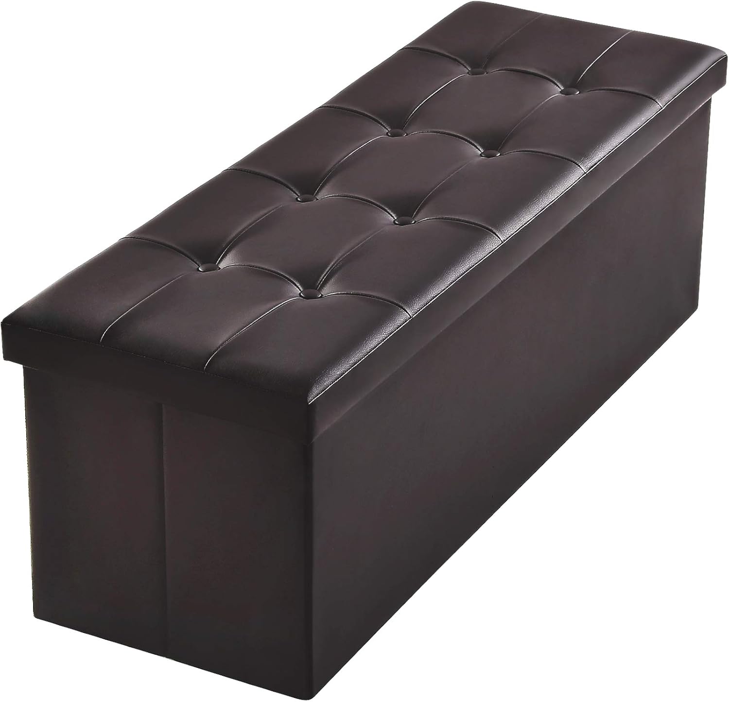 43 inch Folding Ottoman Storage Bench Cube Hold up 700lbs Faux Leather ...