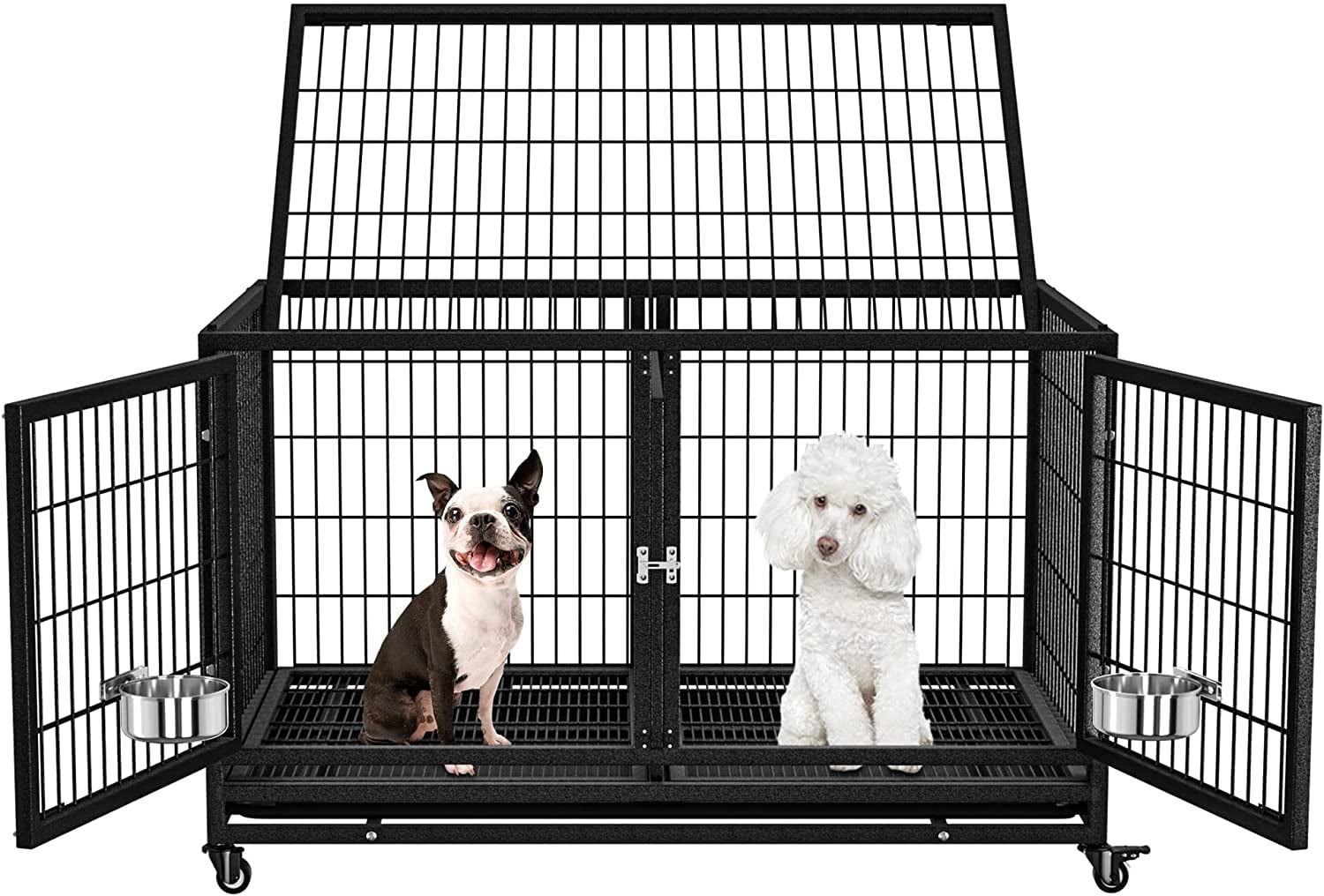 43 inch Heavy Duty Dog Crate for Large Dogs, Stackable Dog Kennels and ...