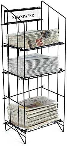 43-inch-tall Wire Newspaper Display Rack Stand with 3 Shelves, 15.75 x ...