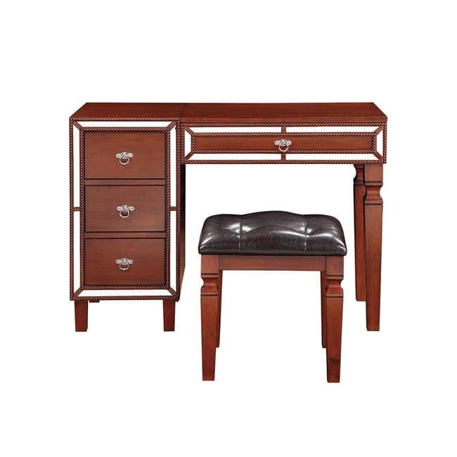 43 x 18 x 30-47 in. Wooden Makeup Vanity Set with Lift-up Mirror ...