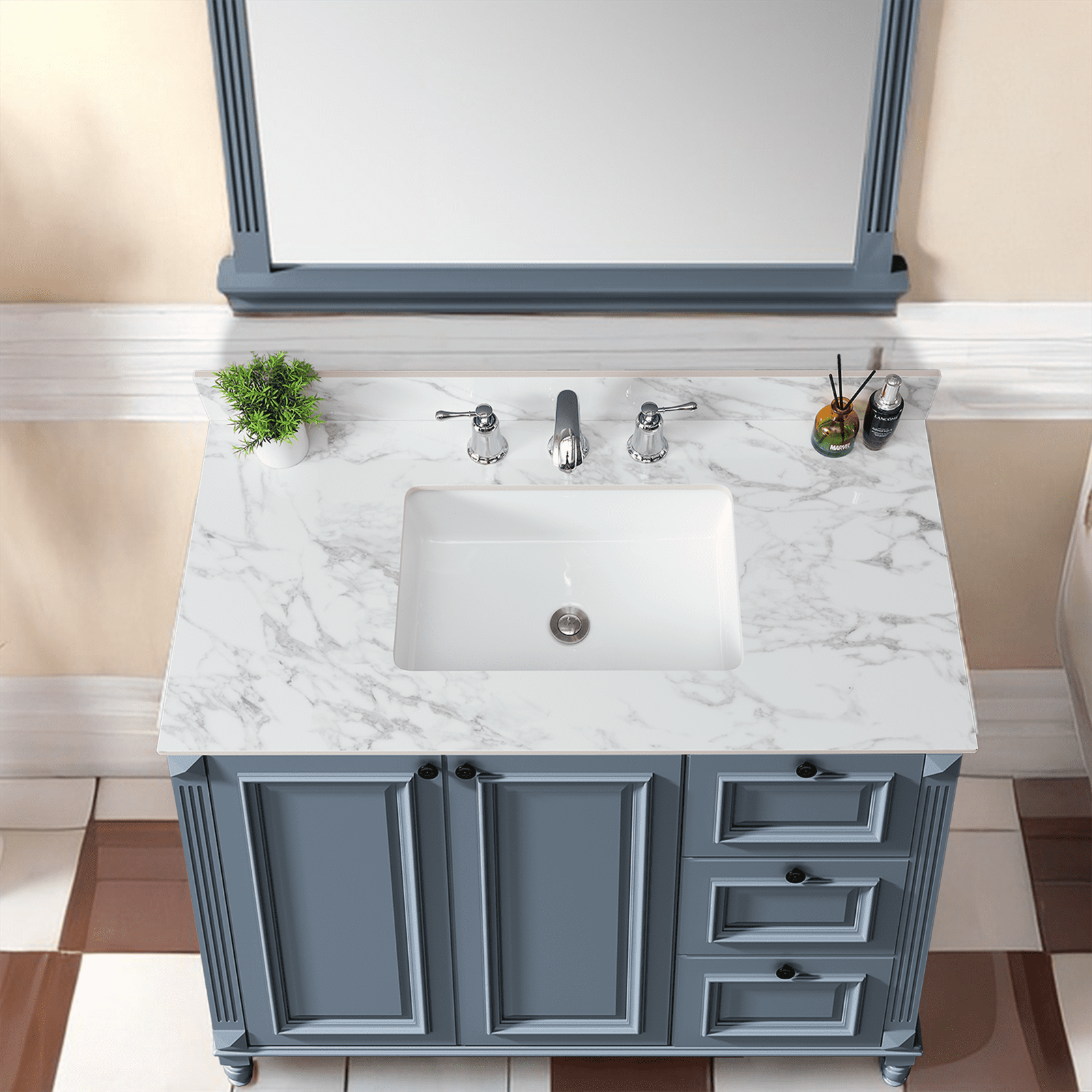 43"x22"Bathroom Vanity Top,sintered stone carra white Barthroom Vanity ...