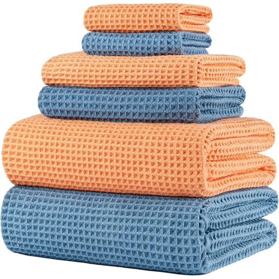 430 GSM Microfiber Quick Dry Lint Free Oversize Bath Towel Set, 6 Piece ...