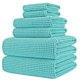 430 GSM Microfiber Quick Dry Oversize Bath Towel Set, 6 Piece Waffle ...