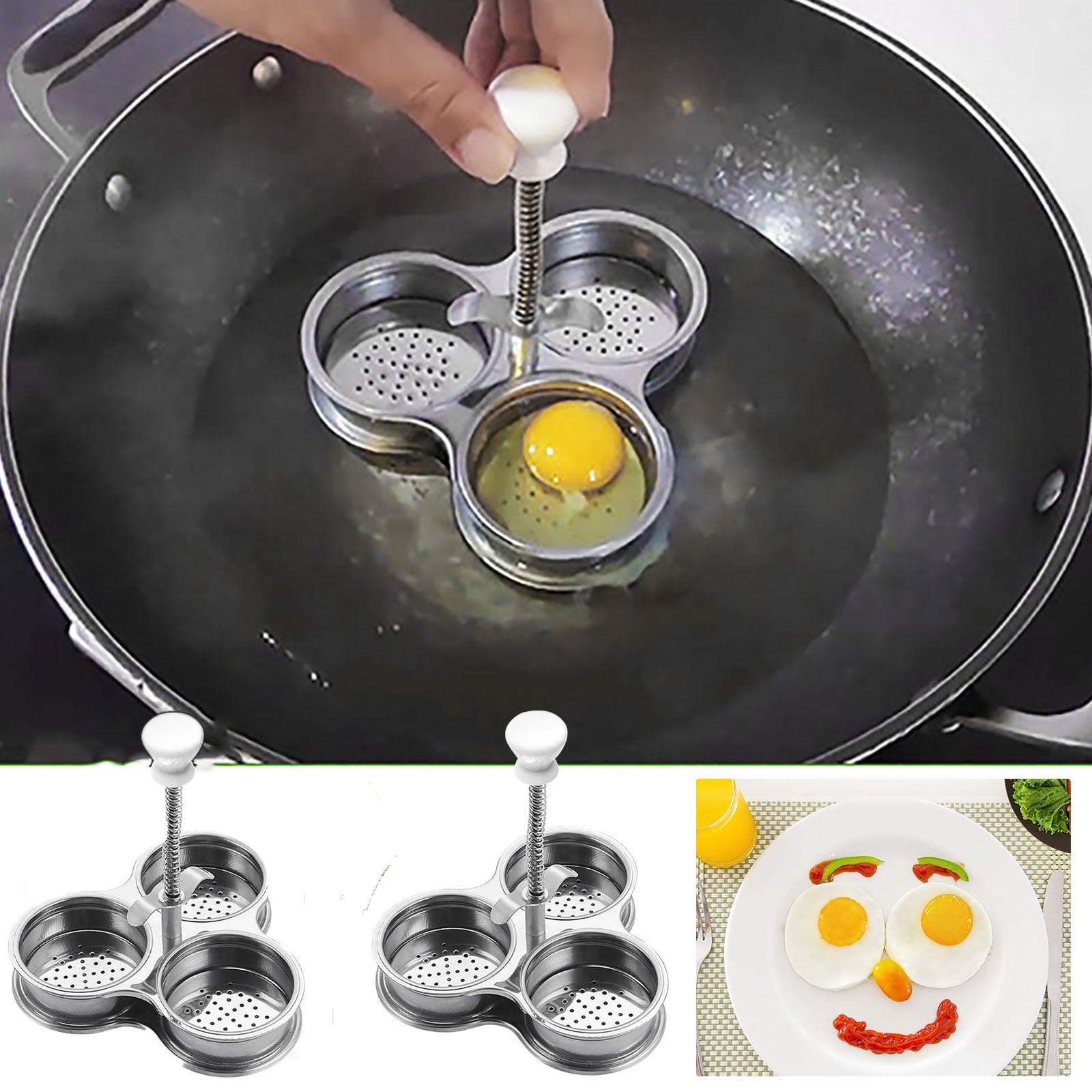 430 Stainless Steel Breakfast Egg Cooker, Three Compartment Boiler ...