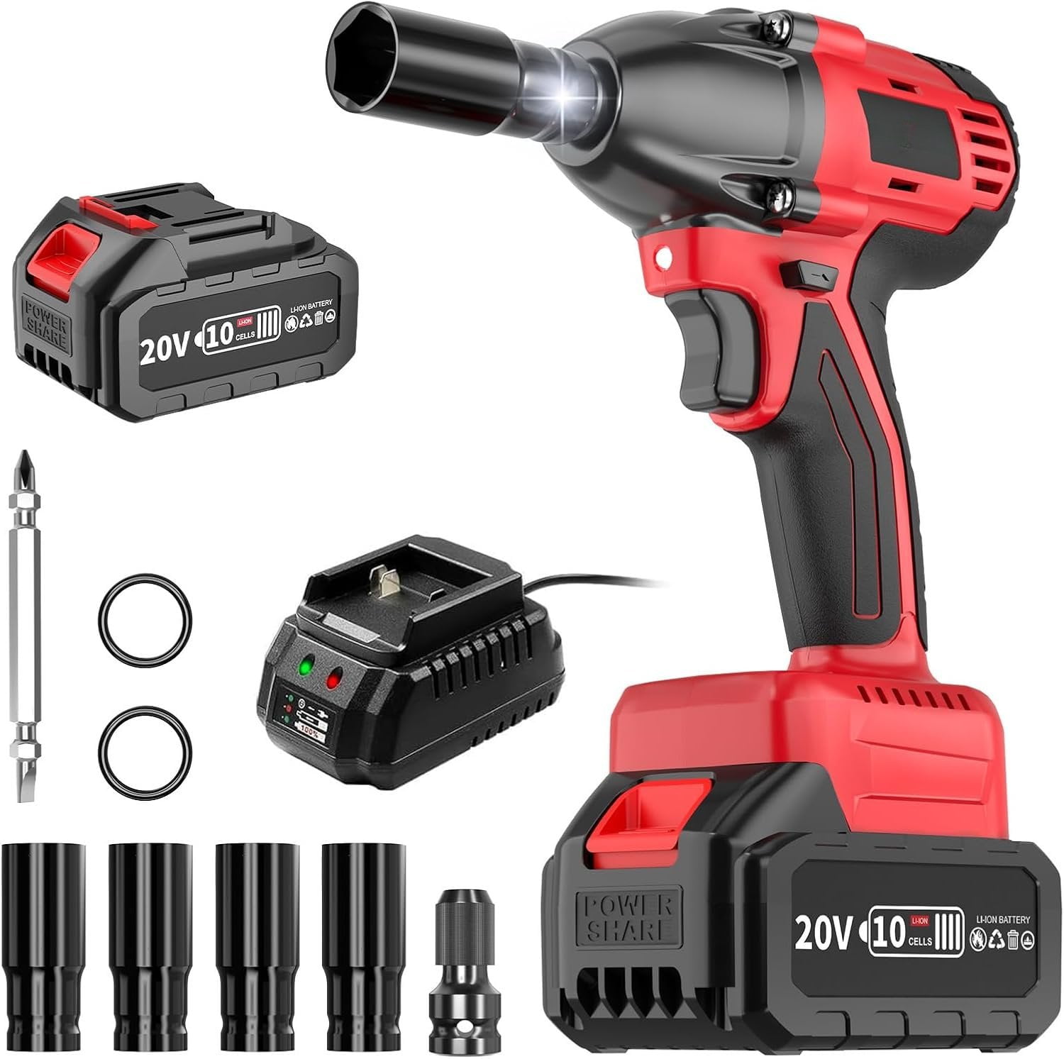 430N.m/320Ft-lbs Brushless Cordless Impact Wrench 1/2 Inch with 4.0Ah ...