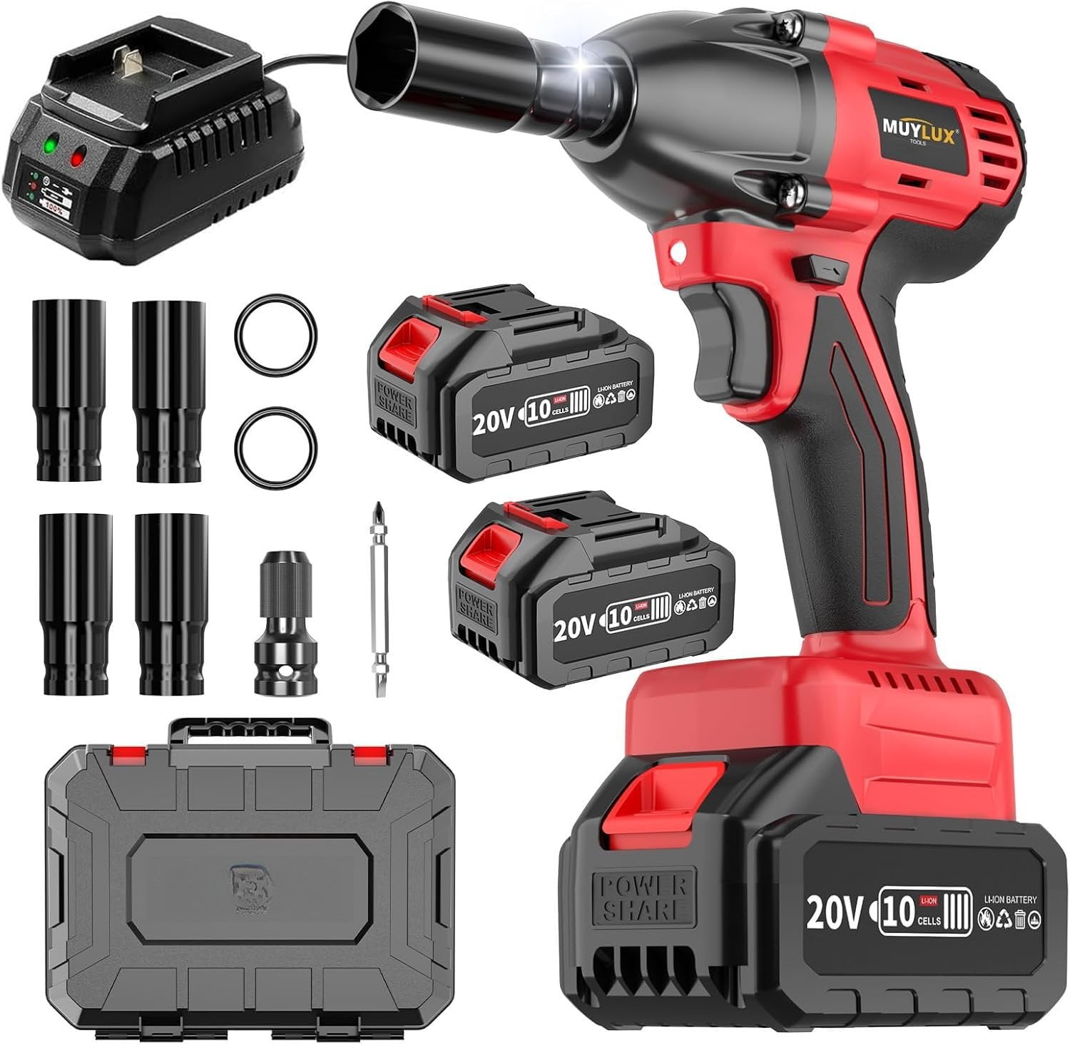 430N.m/320Ft-lbs Brushless Cordless Impact Wrench 1/2 Inch with 4.0Ah ...