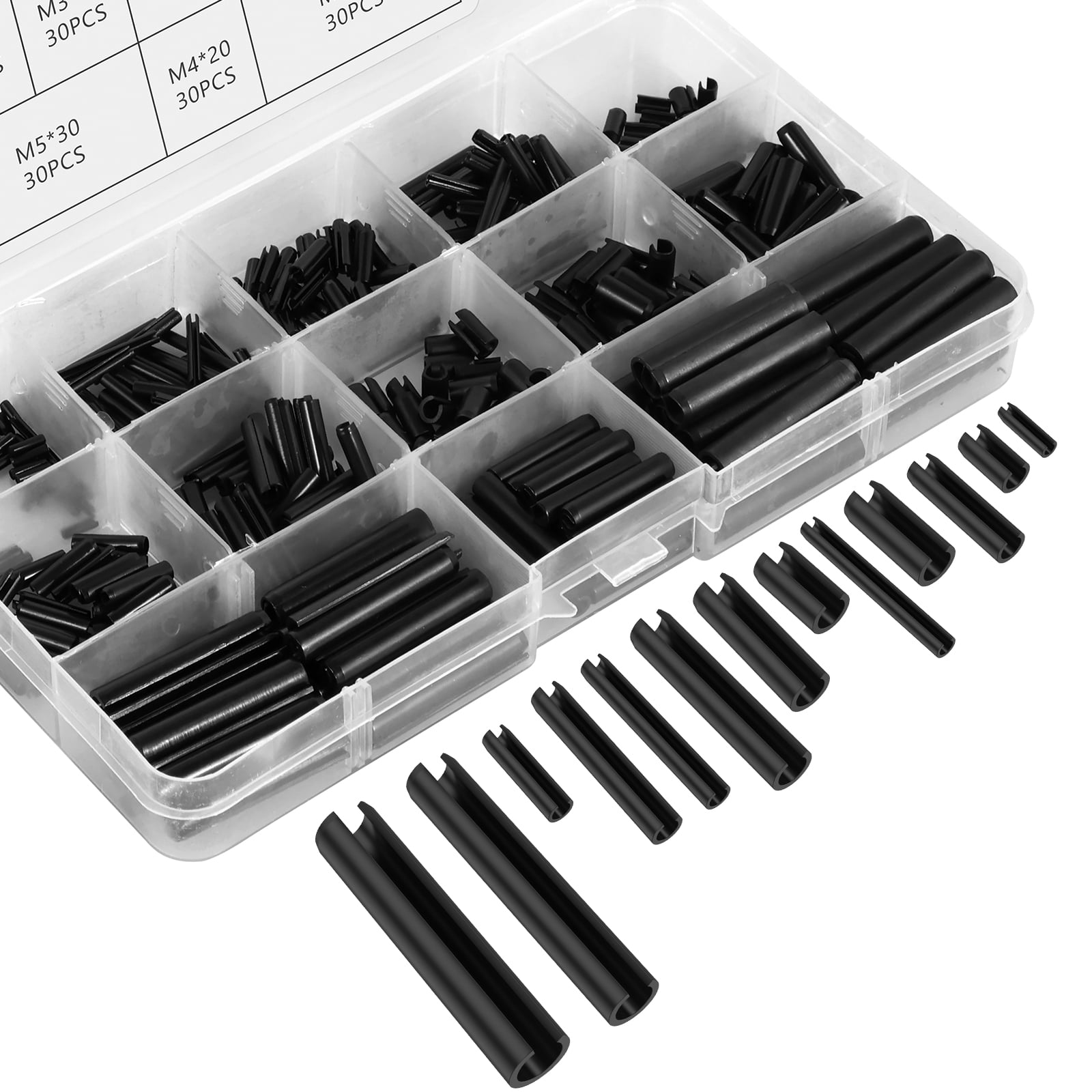 430Pcs Roll Pin Assortment Set Carbon Steel Slotted Spring Pin Kit ...