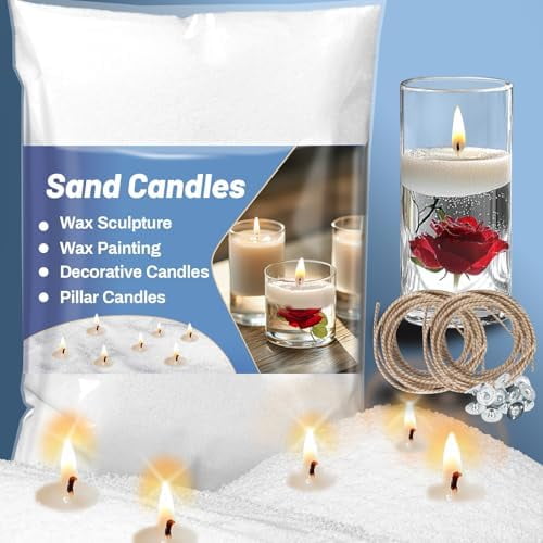 430g (0.95lb) Candle Sand with Wick - Refillable Pearled Candles Sand ...