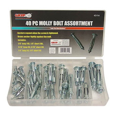 43114 - MOLLY BOLT ANCHOR ASSORTED (40 pcs/pkg) - Walmart.com