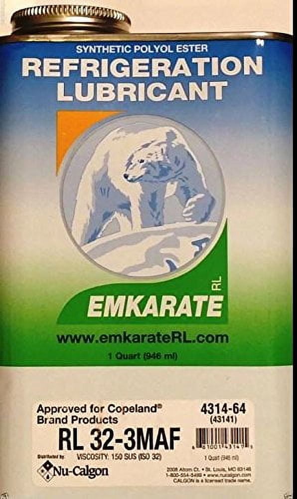 4314-64 RL 32H-3MAF POLYOL ESTER REFRIGERATION LUBRICANT 1 QUART 43141 ...