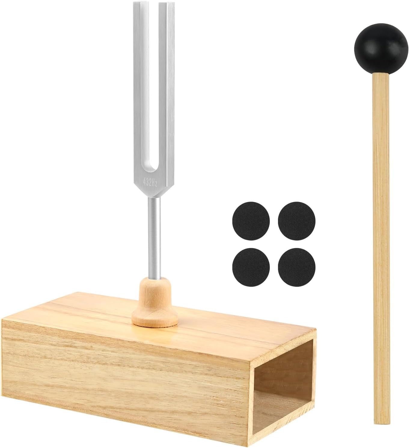 432 Hz Tuning Fork Set with Wooden Resonator Box and Hammer, Chakra ...