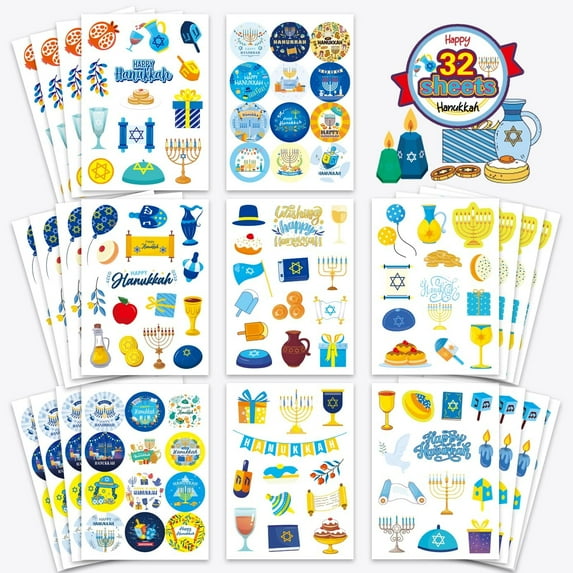 432 PCS Hanukkah Stickers, Happy Hanukkah Stickers for Kids Adults ...