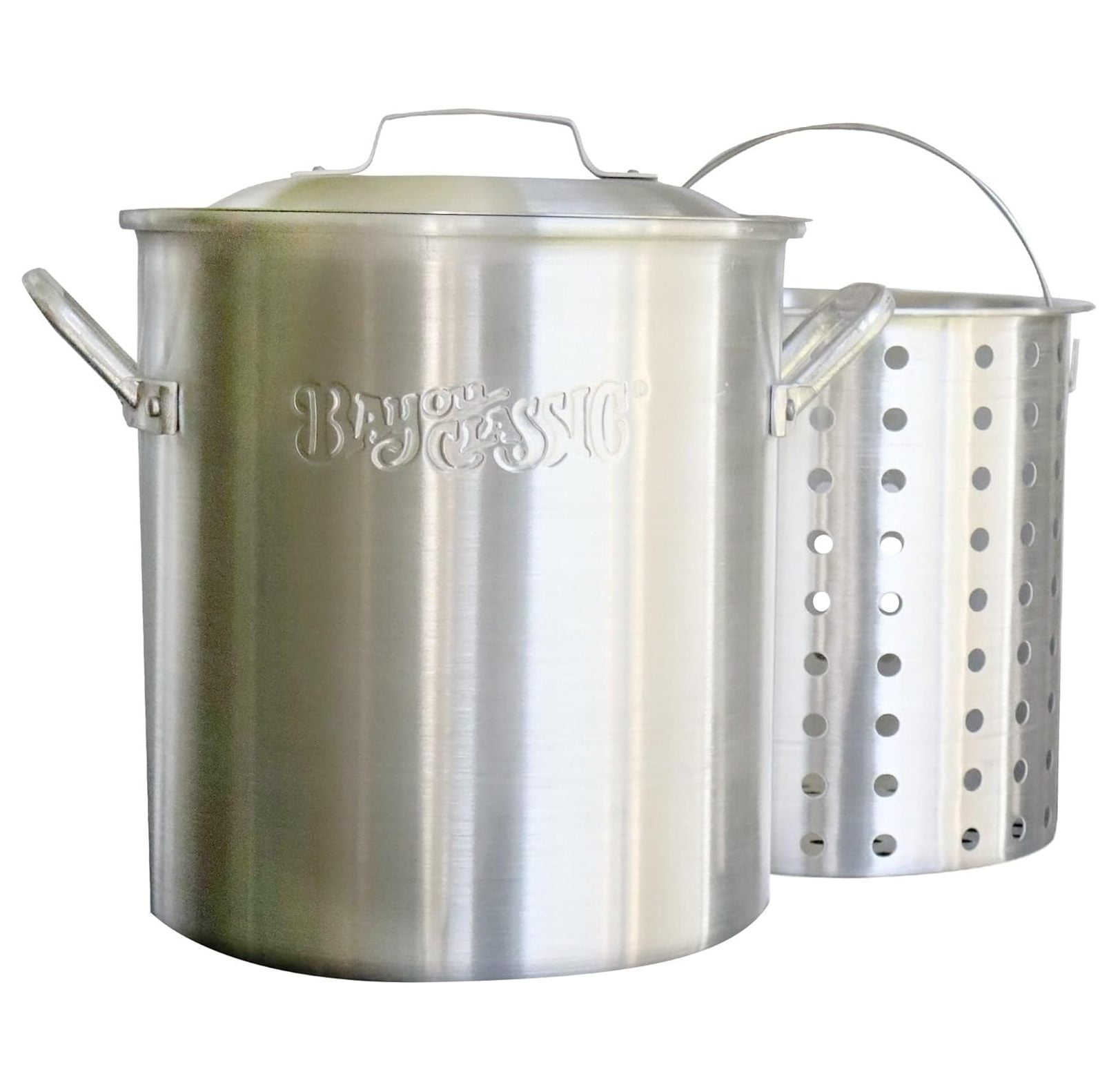 4325 25-qt Aluminum Shrimp Pot Features Perforated Aluminum Basket ...