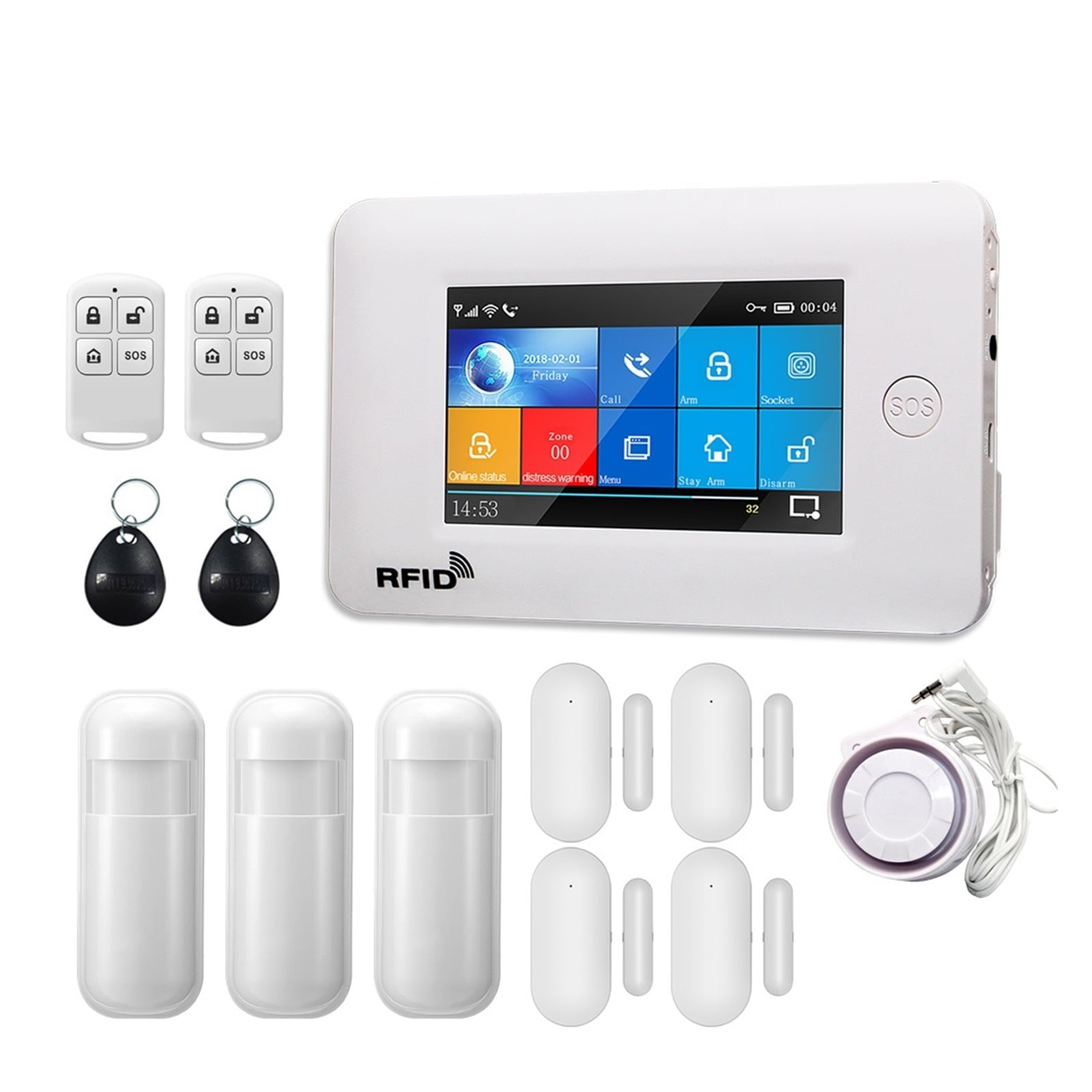 433MHz All Touch Screen Wireless GSM RFID Card Burglar Alarm System ...