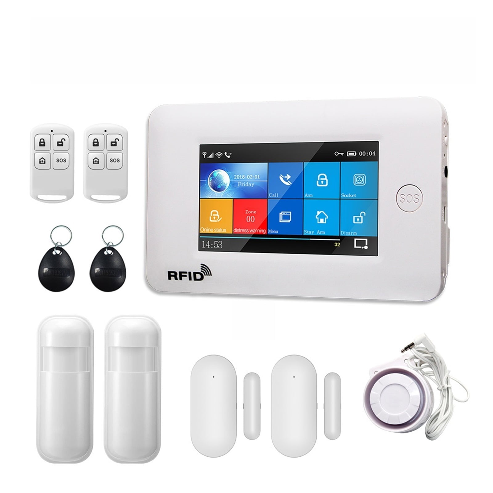 433MHz All Touch Screen Wireless GSM RFID Card Burglar Alarm System ...