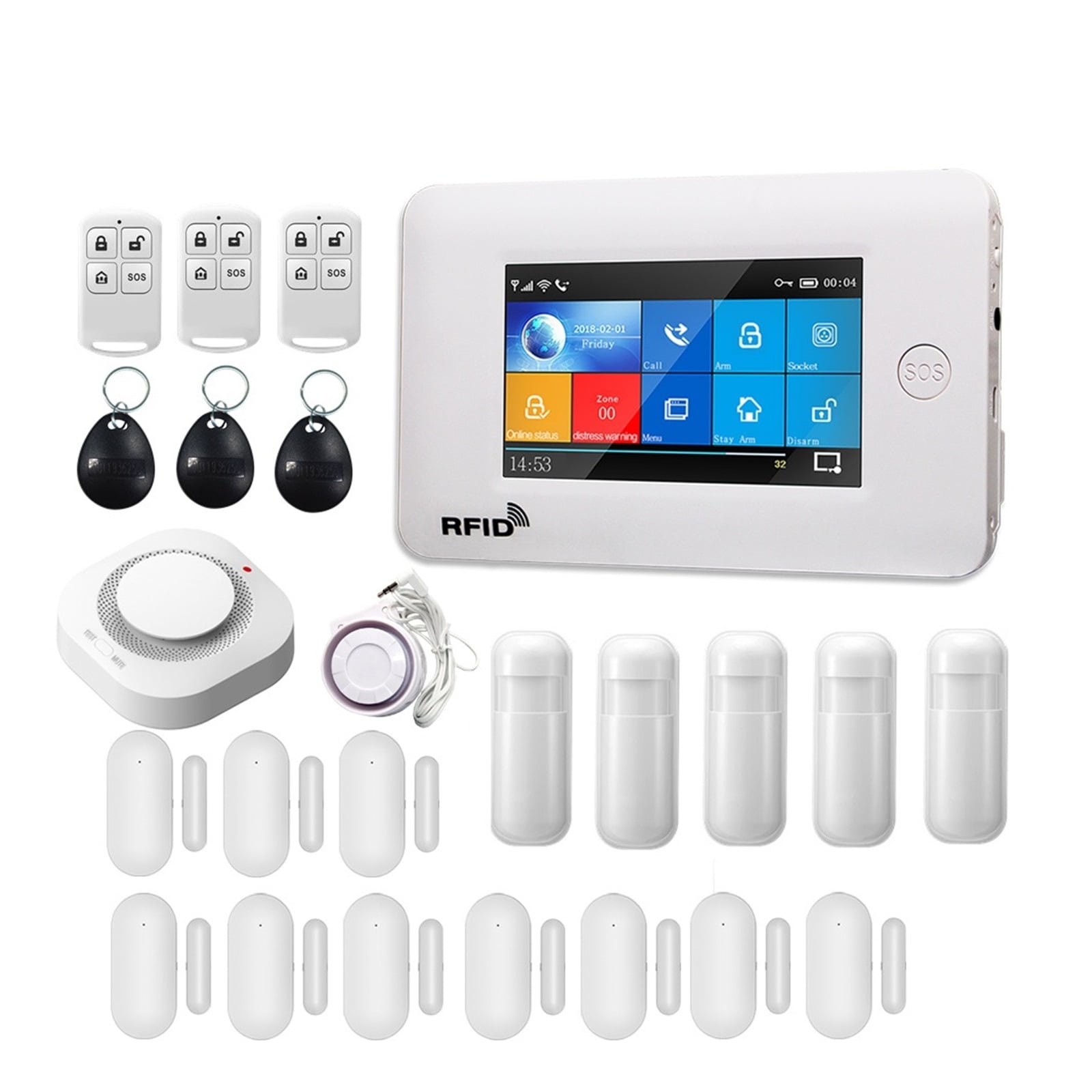 433MHz All Touch Screen Wireless GSM RFID Card Burglar Alarm System ...