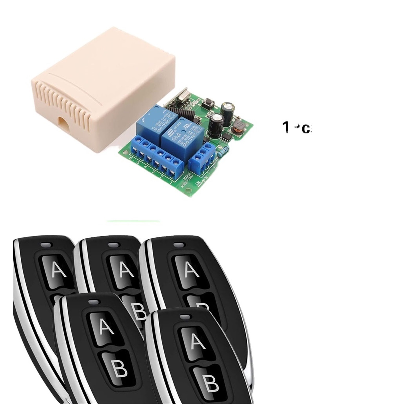 433MHz Universal Remote Control Gate Door Module Relay Receiver And 2 ...