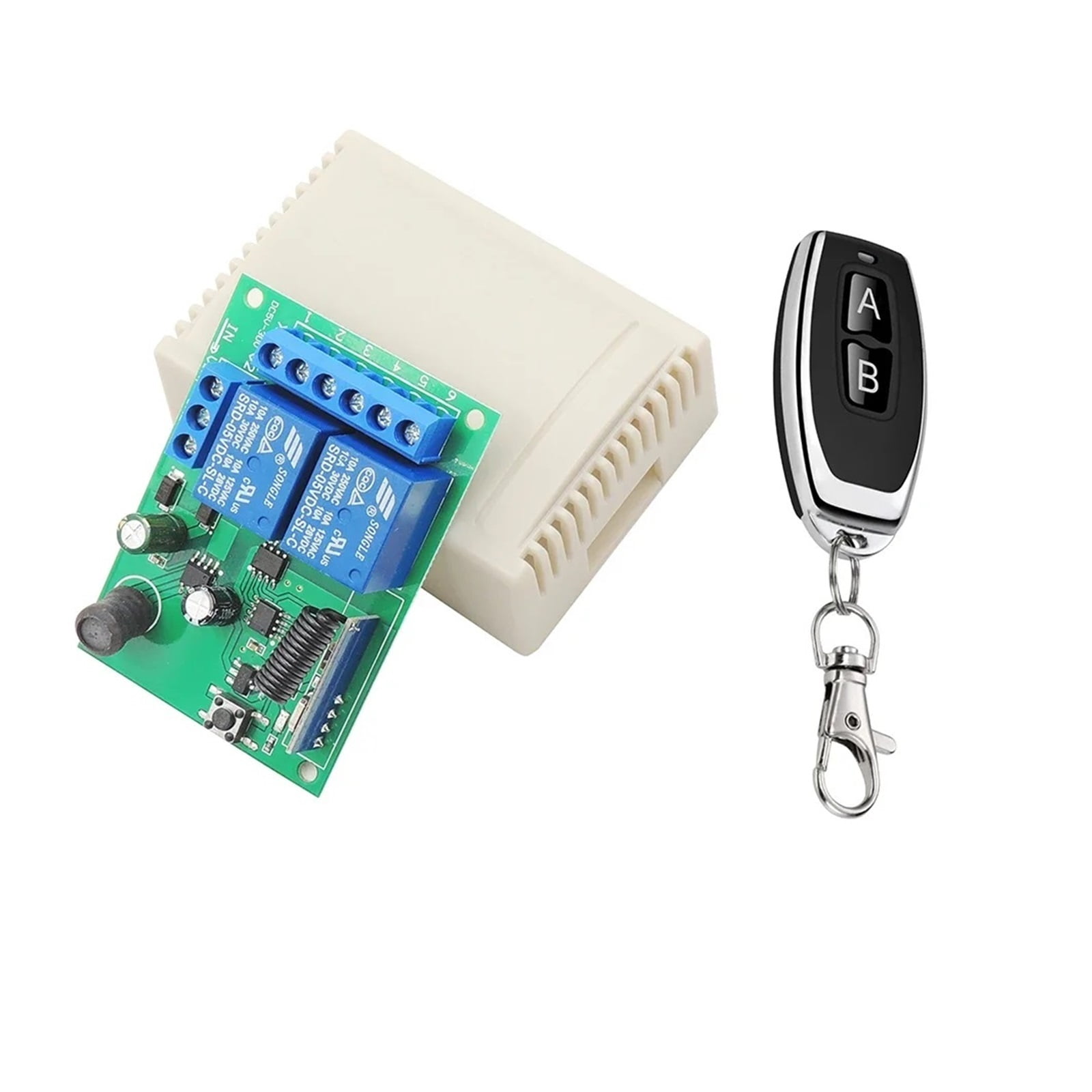 433MHz Universal Wireless Remote Control Switch DC 6V 12V 24V 2 Channel RF Receiver, 50m Remote ...
