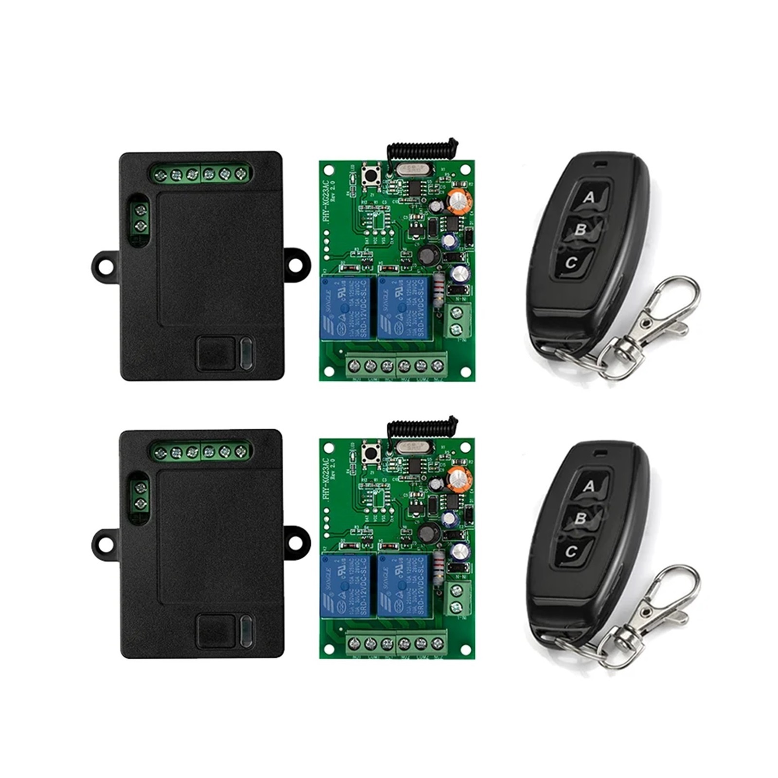 433Mhz Wireless Remote Control AC220V 2CH Universal Rf Relay Receiver ...