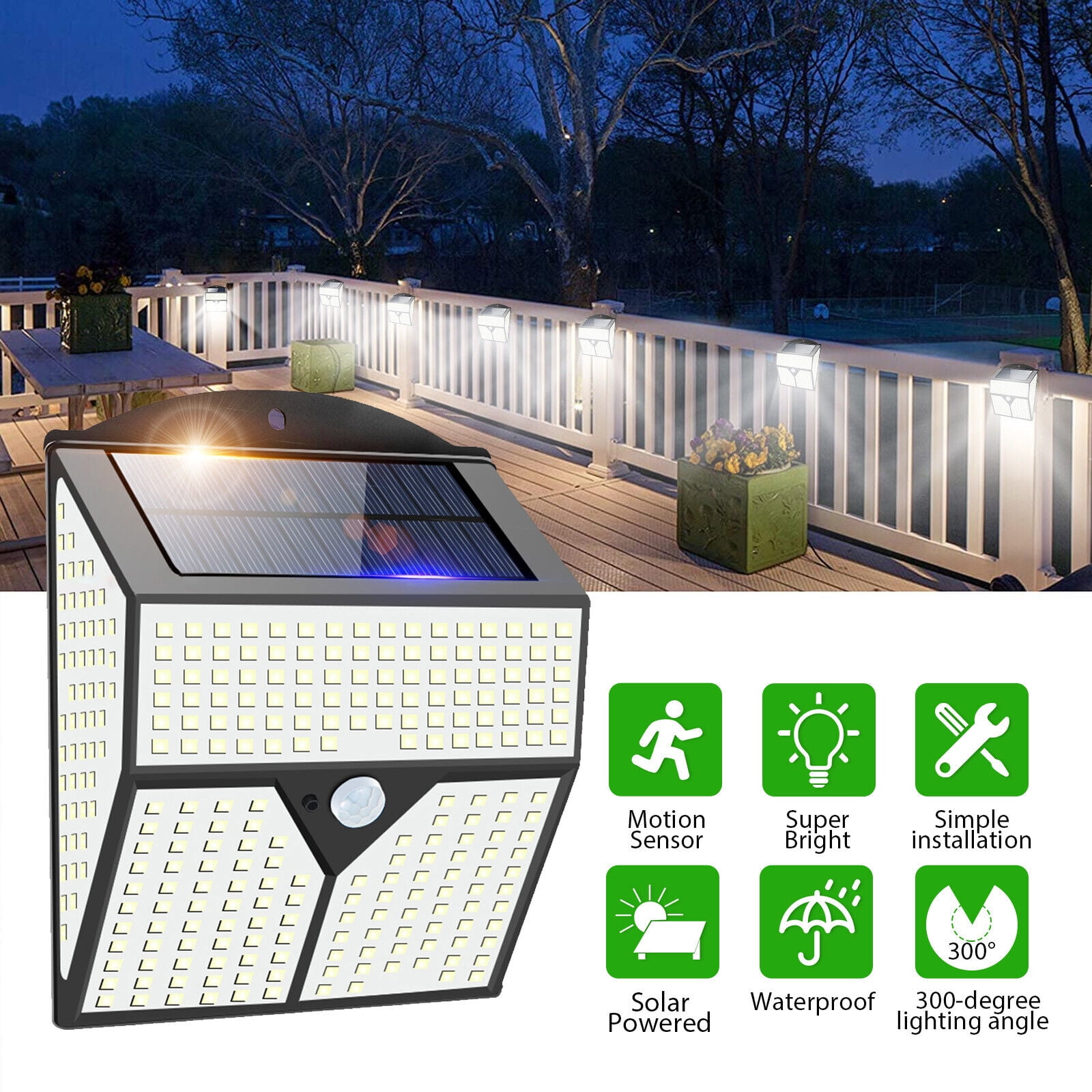 436 LED Solar Power Lights Outdoor PIR Motion Sensor Garden Security ...
