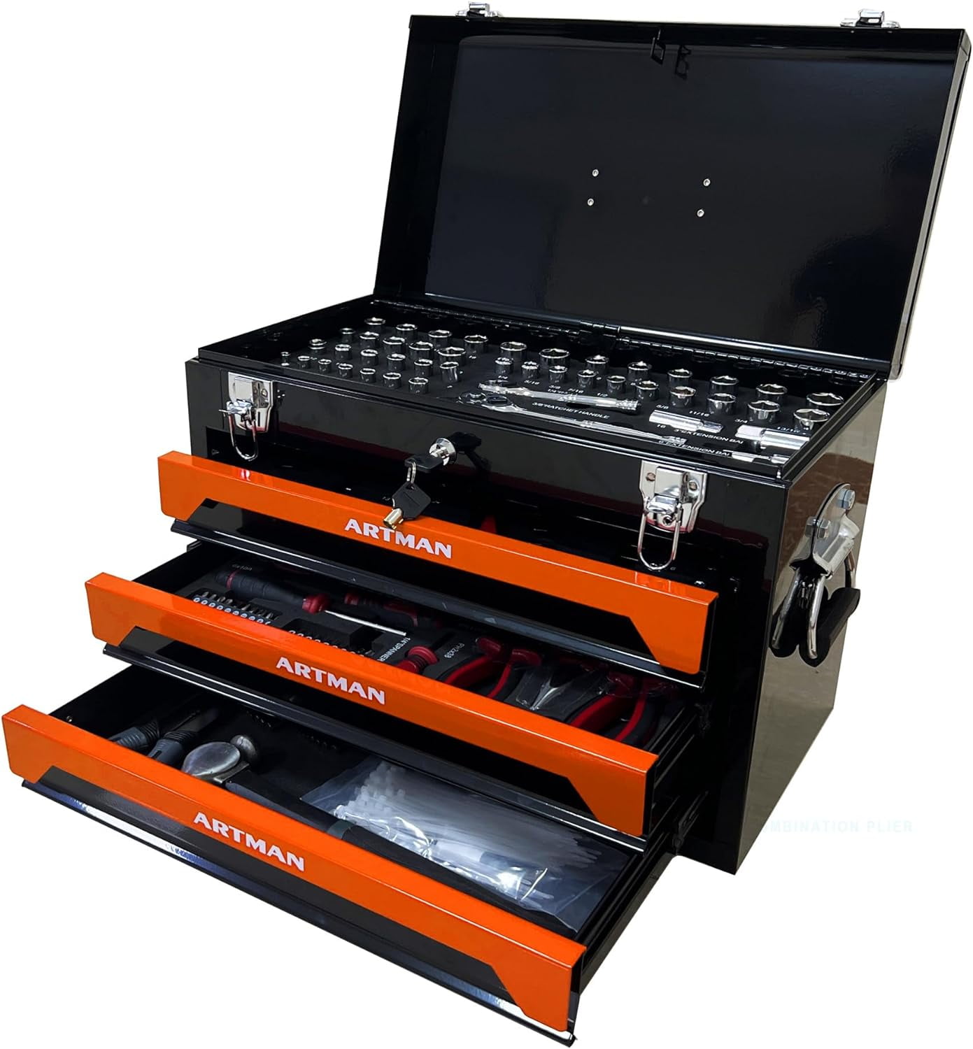 439-Piece Tool Set with Tool Box, 3-Drawer Toolbox Storage Case with ...