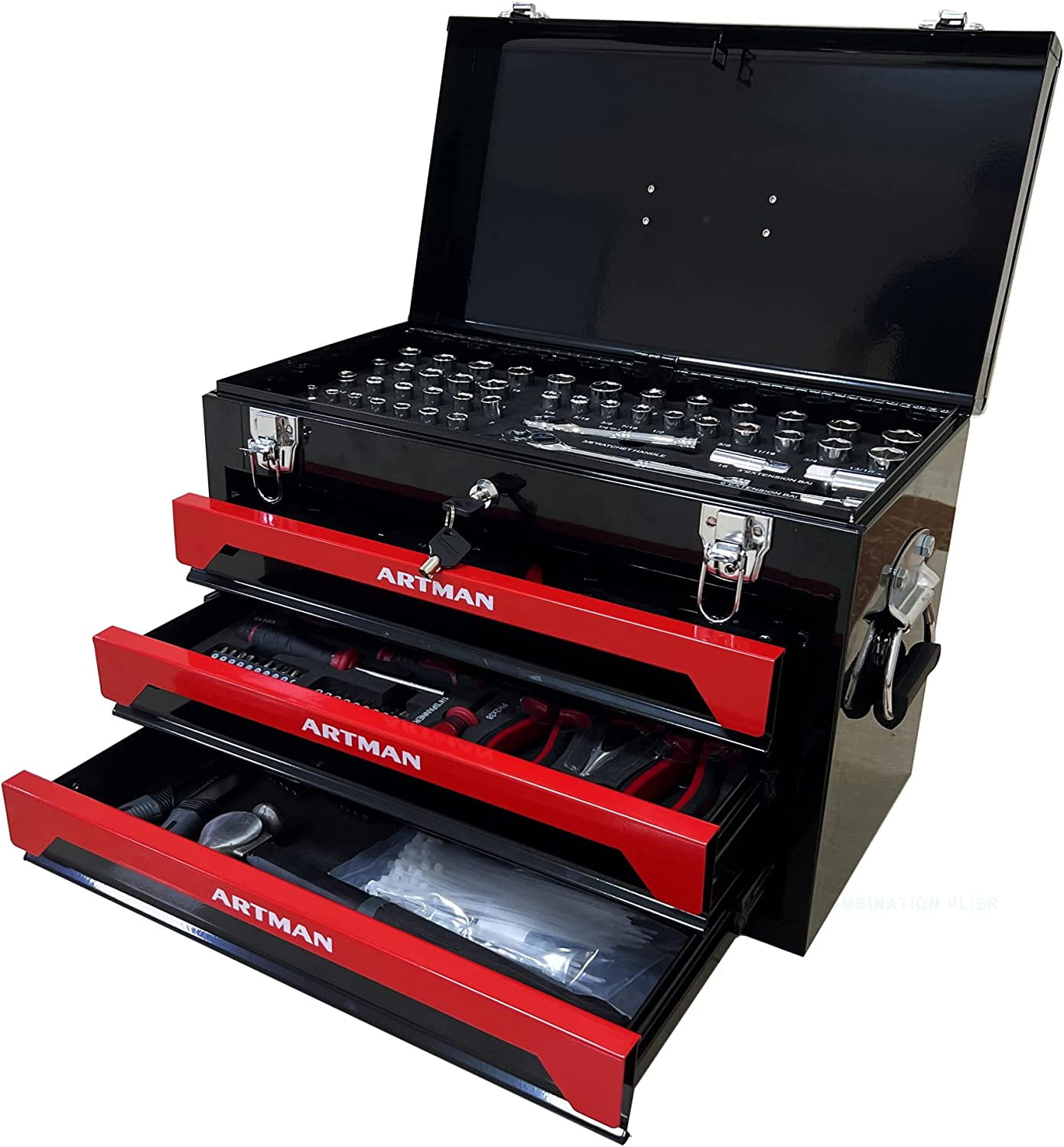 439-Piece Tool Set with Tool Box, 3-Drawer Toolbox Storage Case with ...