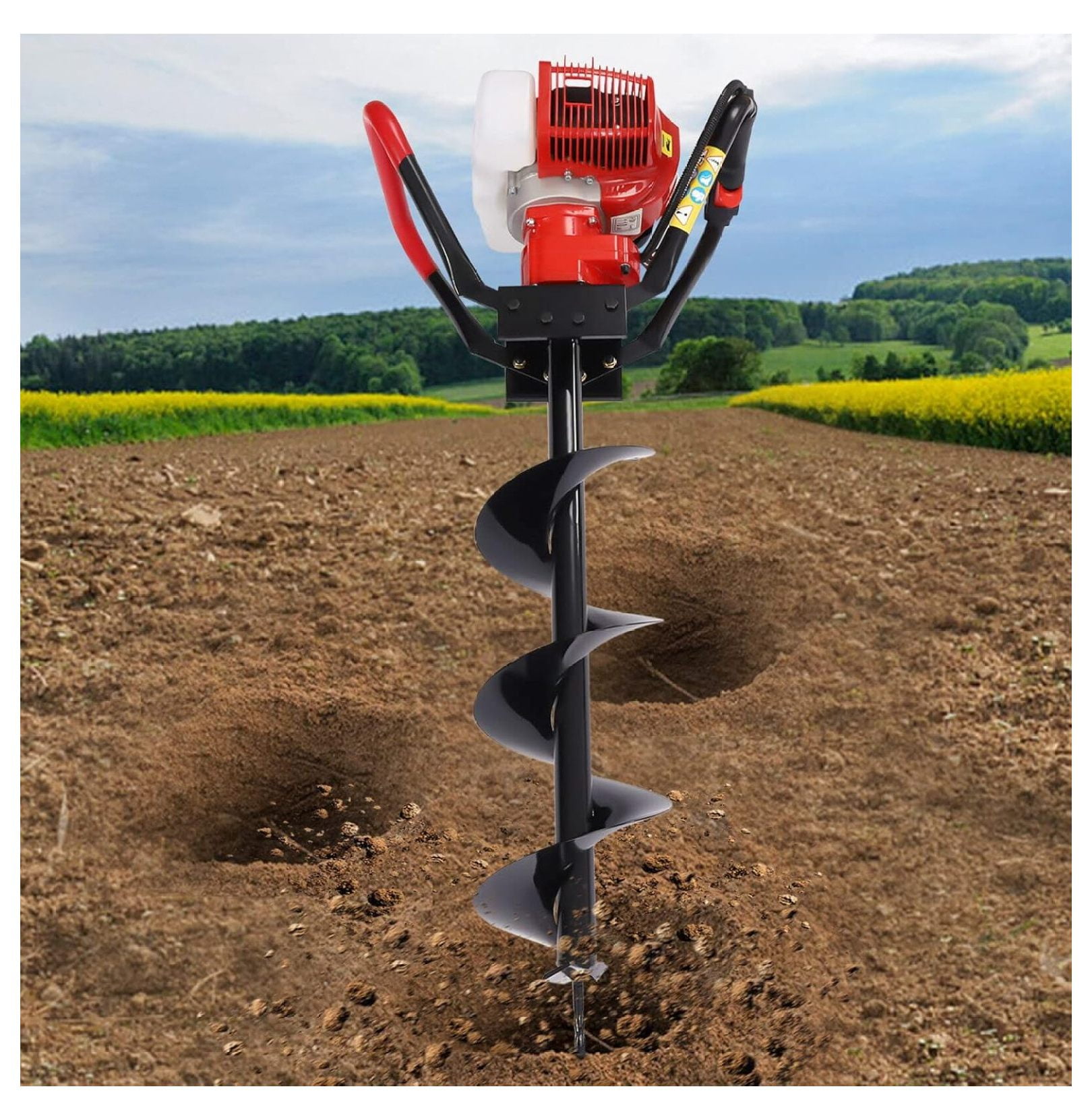 43CC 1.7HP 2-Stroke Gas Powered Post Hole Excavator Fence Auger Rear ...