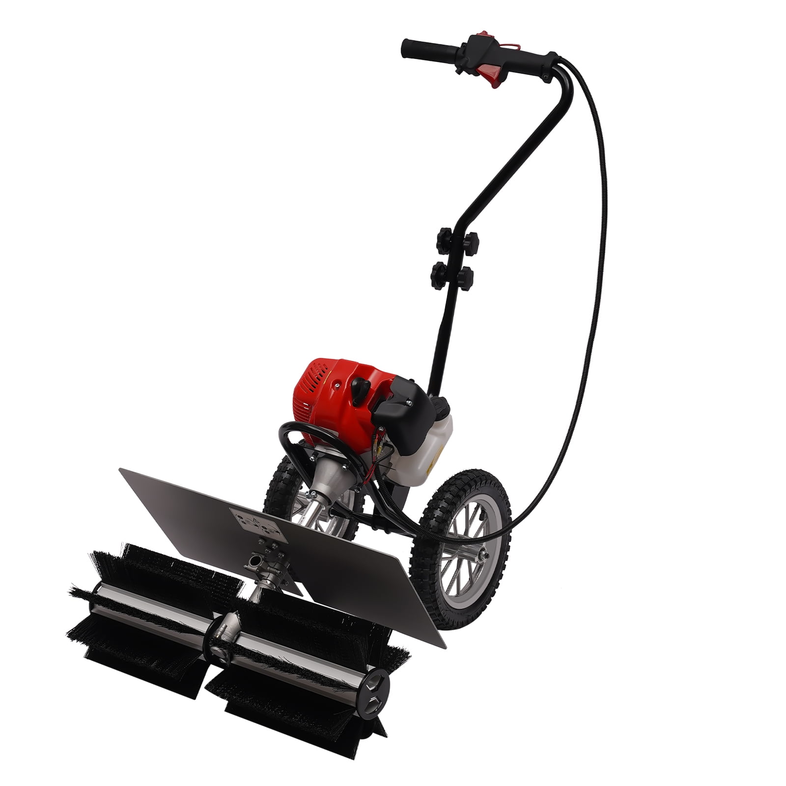 43CC 1.7HP Walk Behind Push Sweeper, Gas Powered Outdoor Sweeper with ...