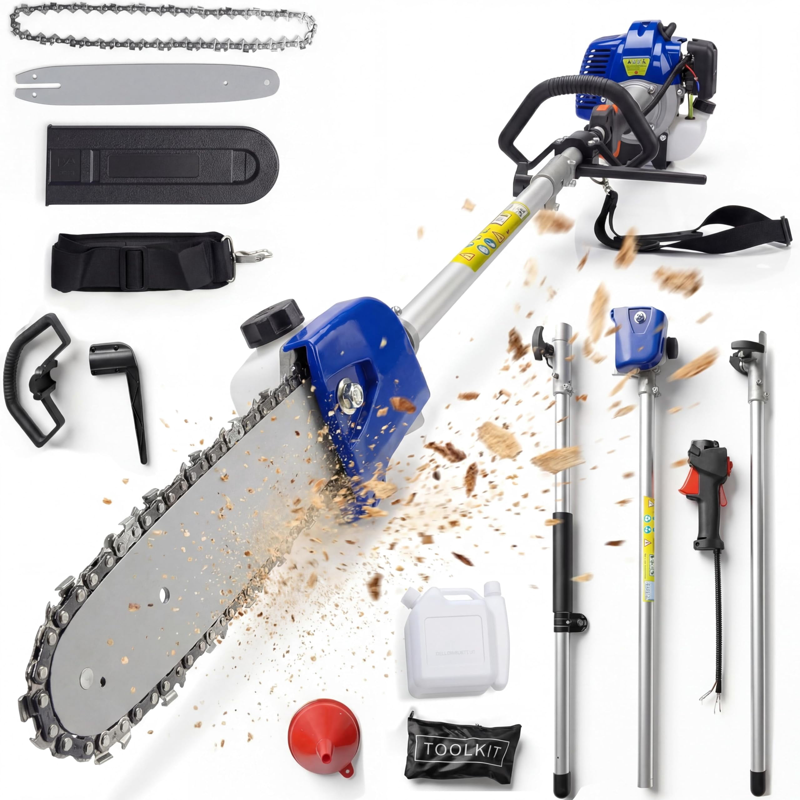 43CC 2-Stroke Gas Pole Saw with 12-Inch Bar, Gas-Powered Pole Chainsaw ...