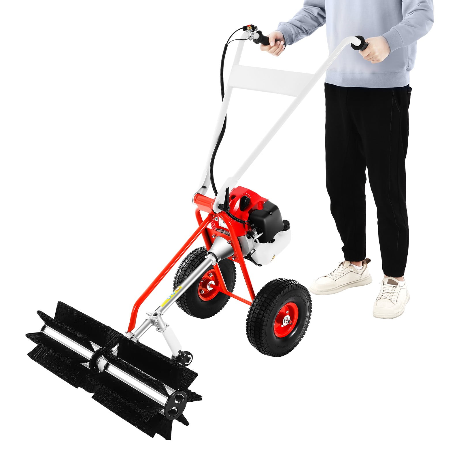 43CC 2-Stroke Hand Push Sweeping Machine Lawn Yard Sweeper Gasoline ...