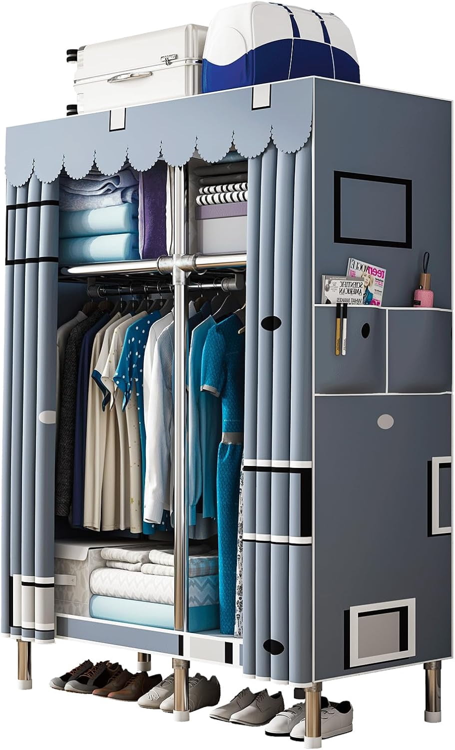 43Inch Portable Wardrobe Closet Storage Organizer for Bedroom, 23MM ...