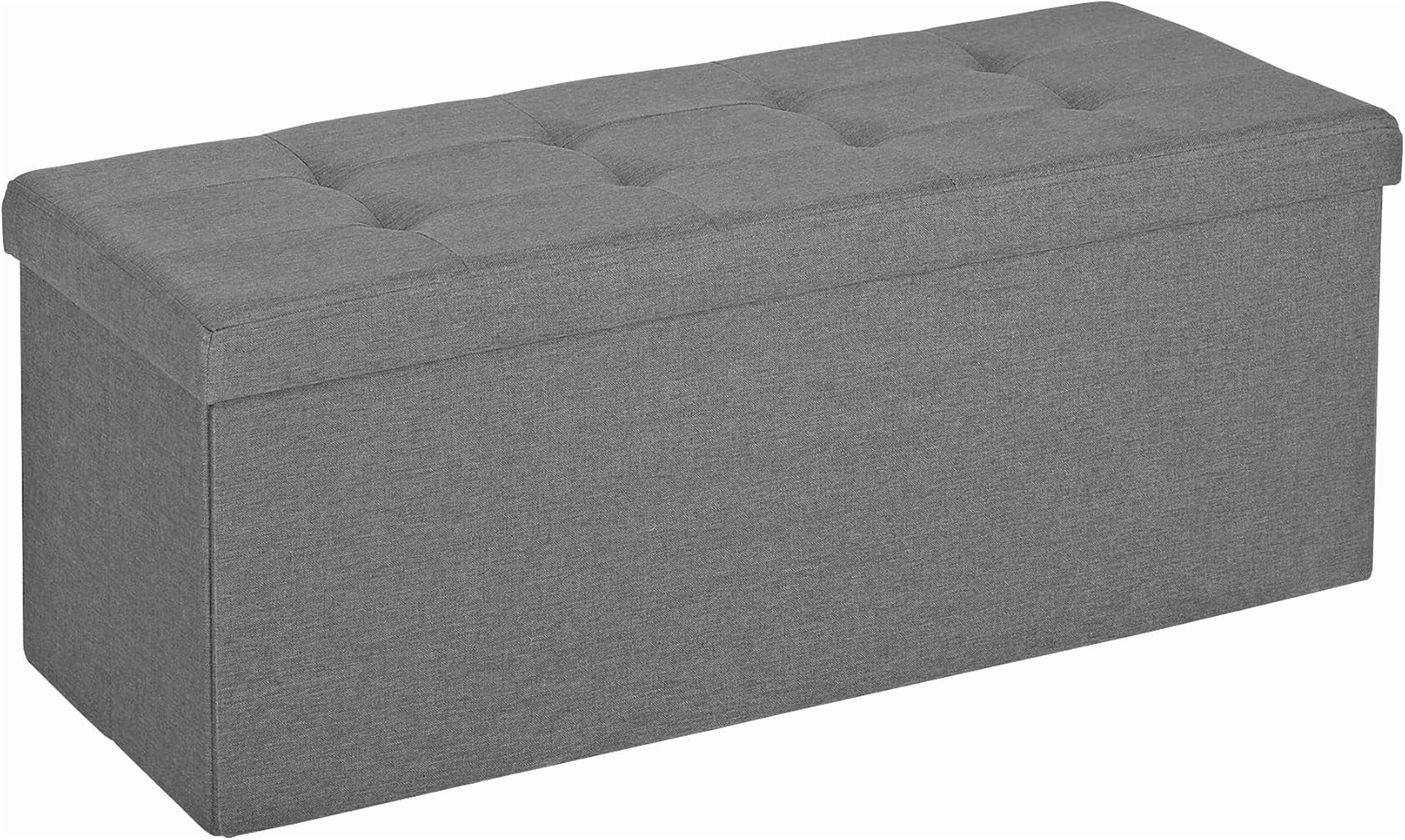 43Inches Storage Ottoman Bench, Folding Footrest Padded Seat, Storage ...
