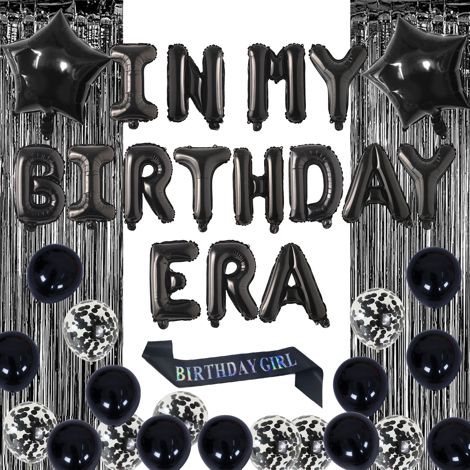 43PCS In My Birthday Era Black Theme Birthday Decorations, Black Foil ...