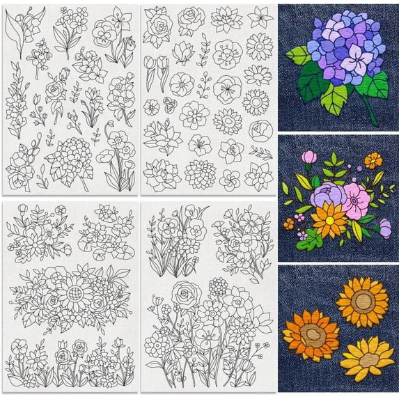 43Pcs Various Flower Leaf Embroidery Pattern Stabilizer 8.3"x11.7" Rose ...