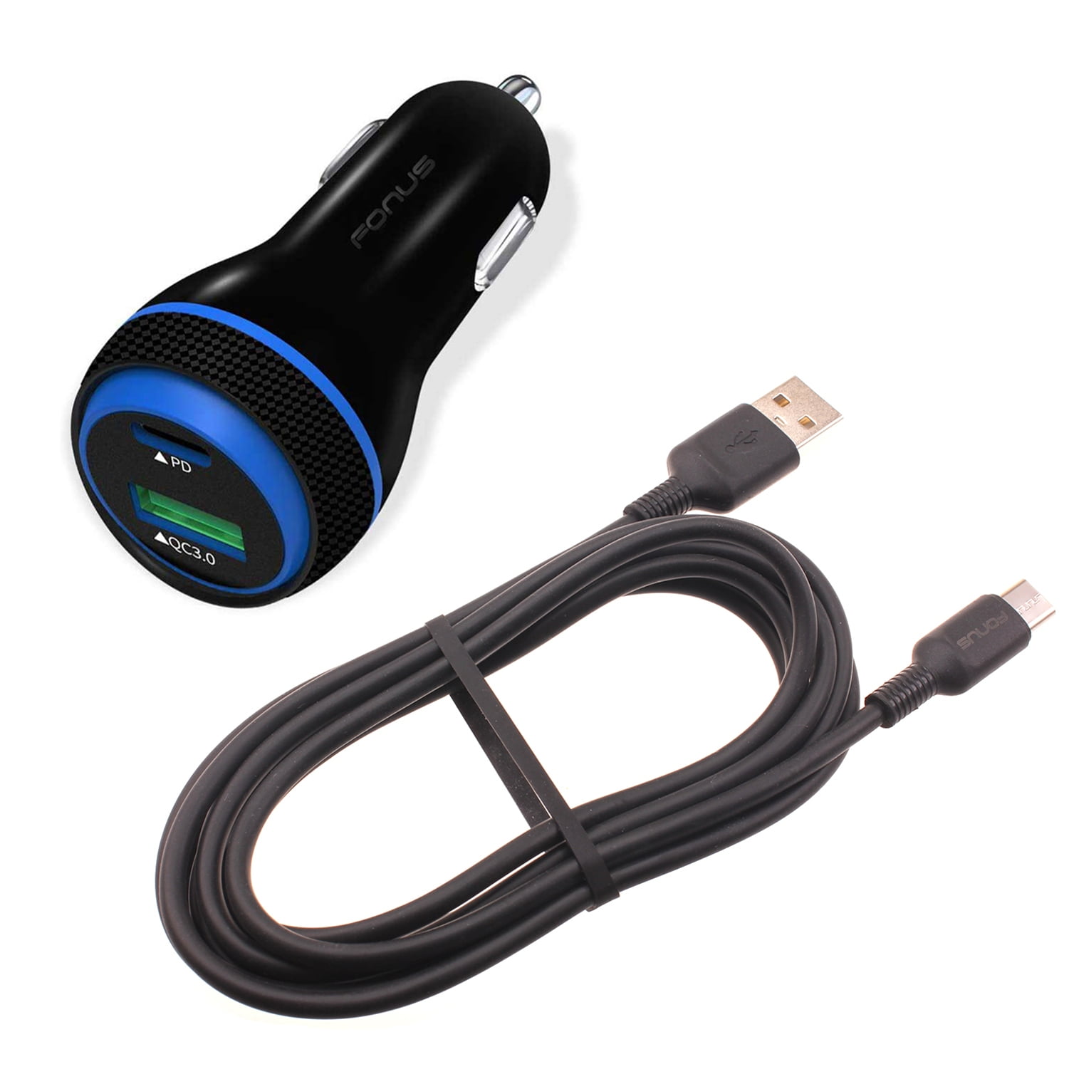 43W Quick Car Charger for Google Pixel 8/Pro - 2-Port USB Cable Type-C ...