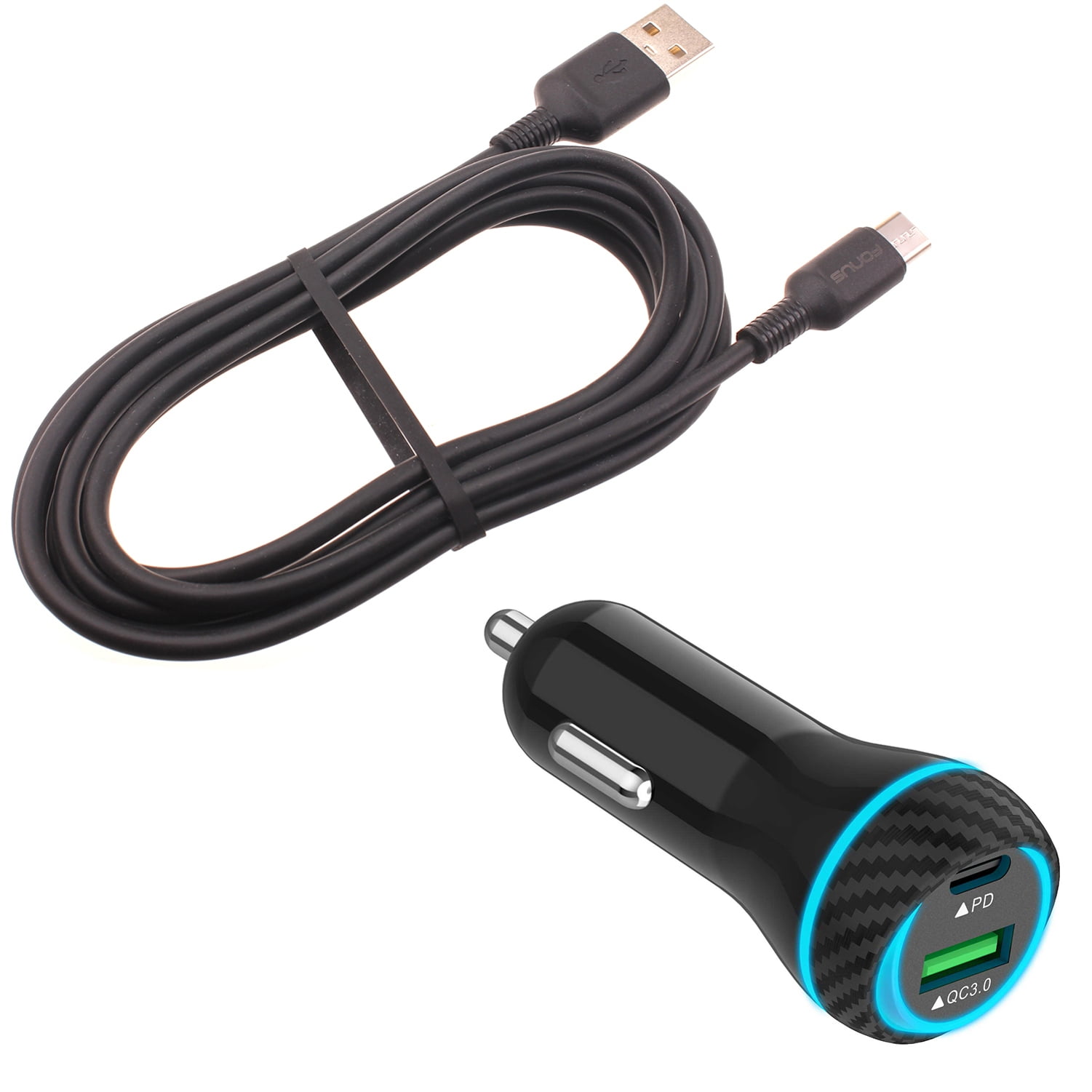 43W Quick Car Charger for Motorola Razr Plus (2024) - 2-Port USB Cable ...