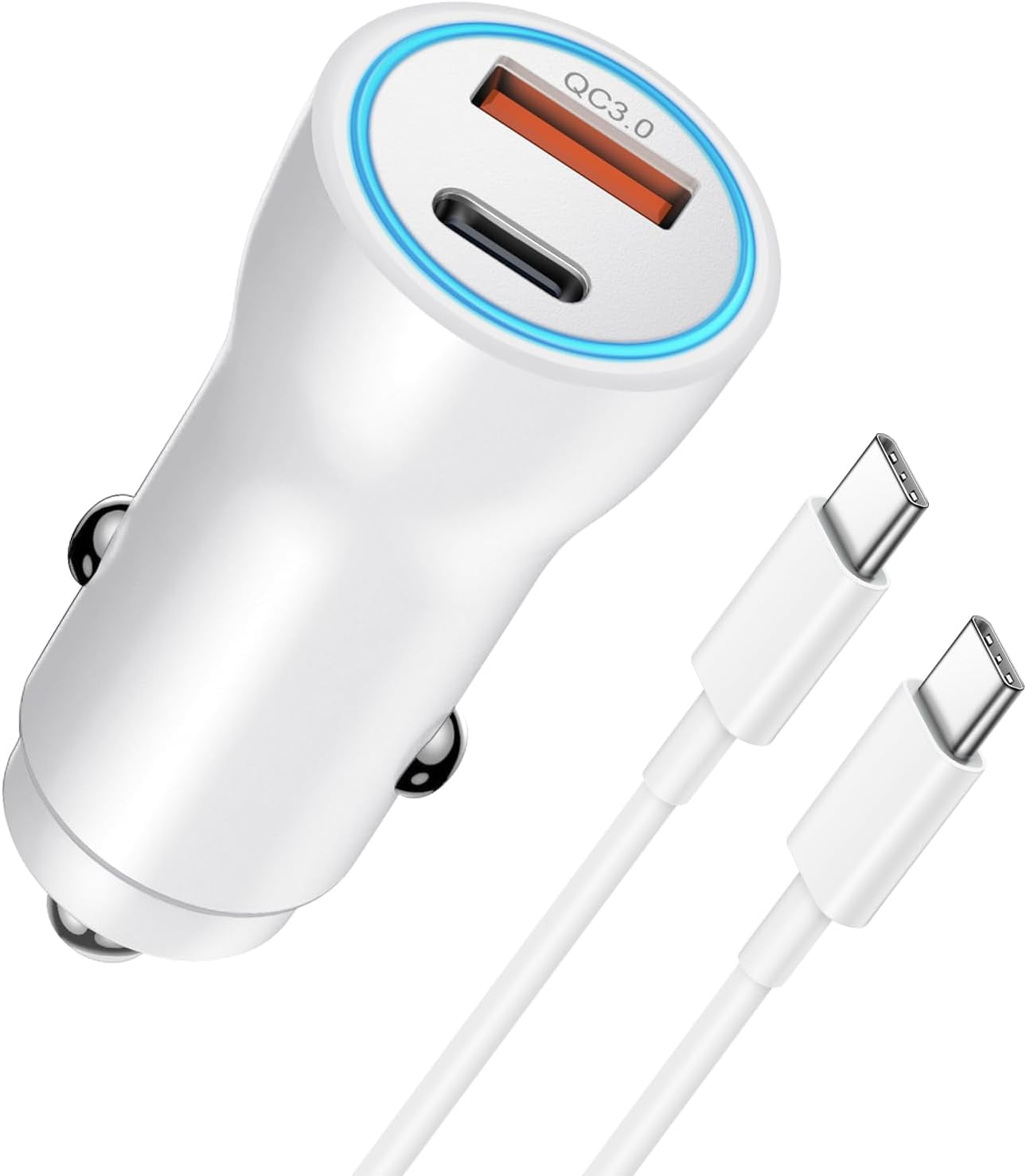 43W USB C Car Charger, Dual-Port PD 25W+QC3.0 18W Fast Charger with 3 ...