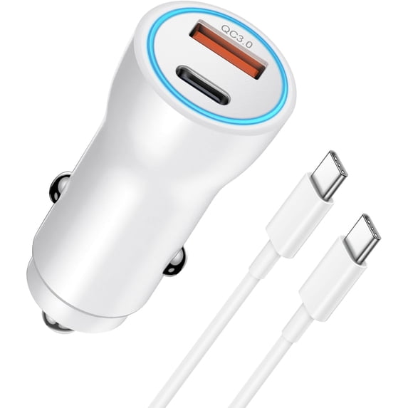43W USB C Car Charger, Dual-Port PD 25W+QC3.0 18W Fast Charger with 3 ...