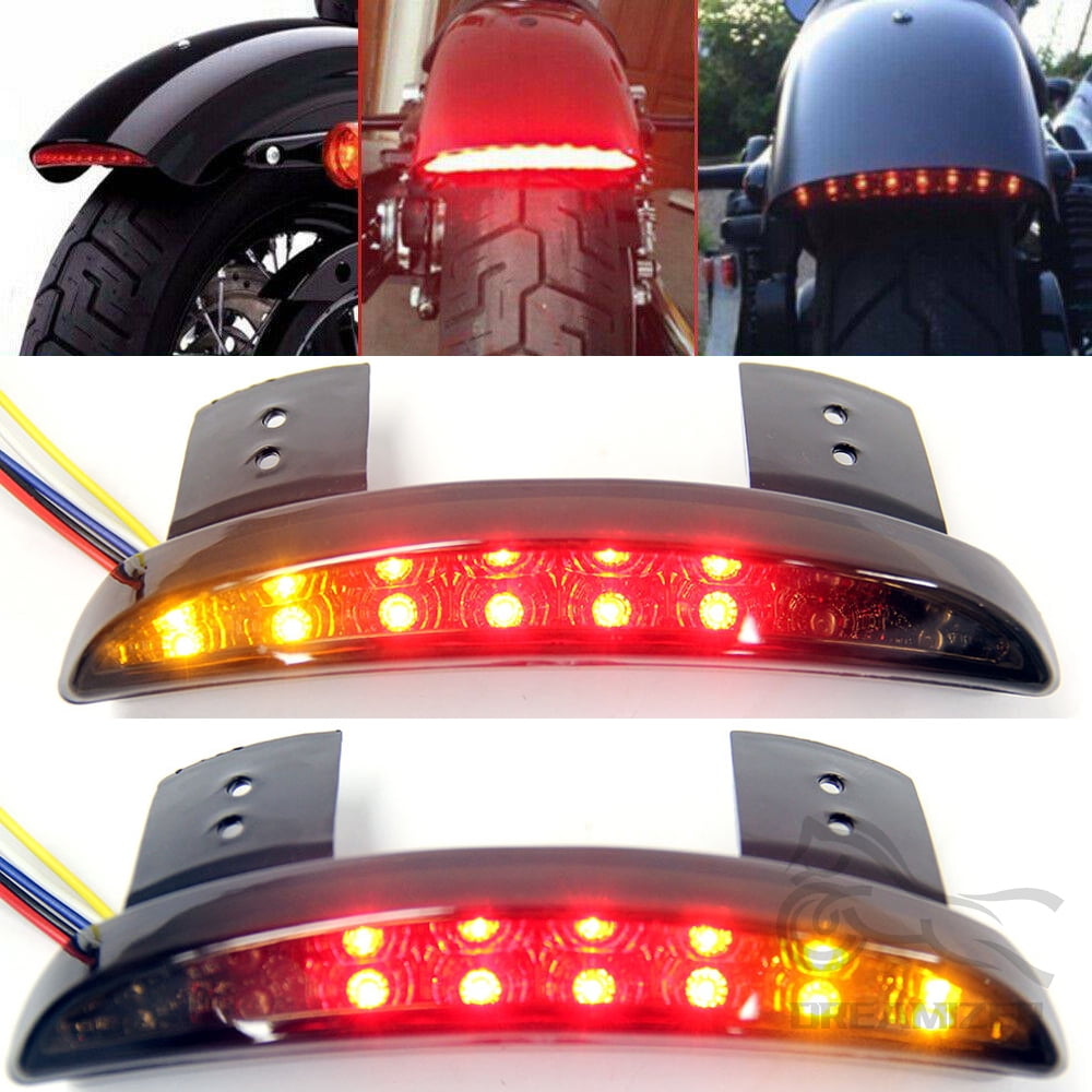 Motorcycle Chopped Rear Fender Edge LED Brake License Plate Tail Light ...