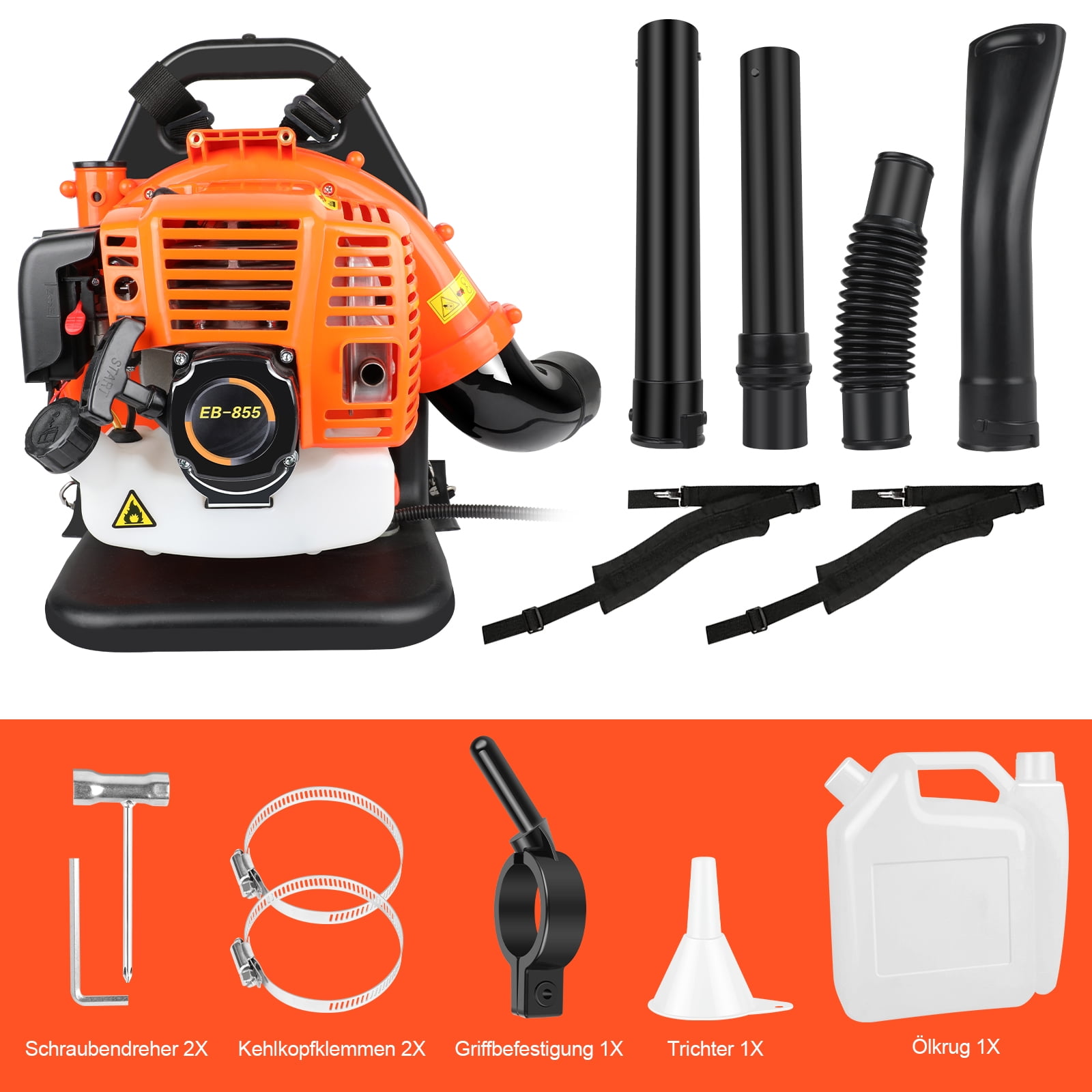 Lightweight 43cc Gas Leaf Blower, 2-Stroke 1.7L, Backpack Design for ...