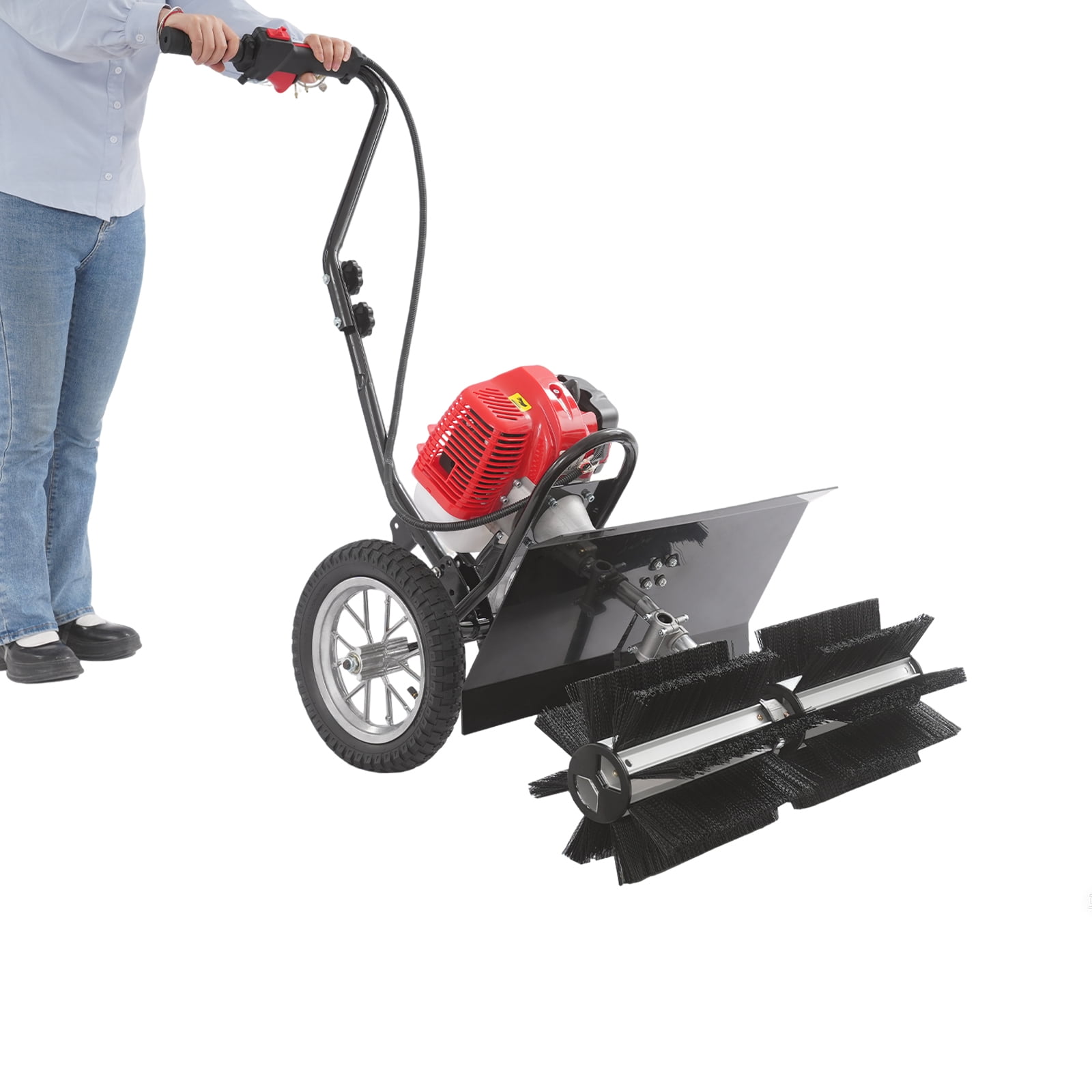 43cc Push Broom, 2 Stroke Snow Sweeper, Gas Powered Push Broom with ...