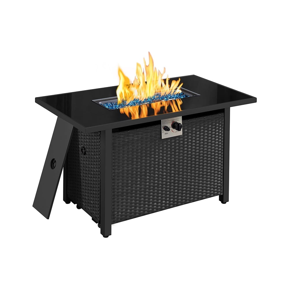 43in Fire Pit Propane Fire Pit, Outdoor Rectangle Fire Pit Table with ...